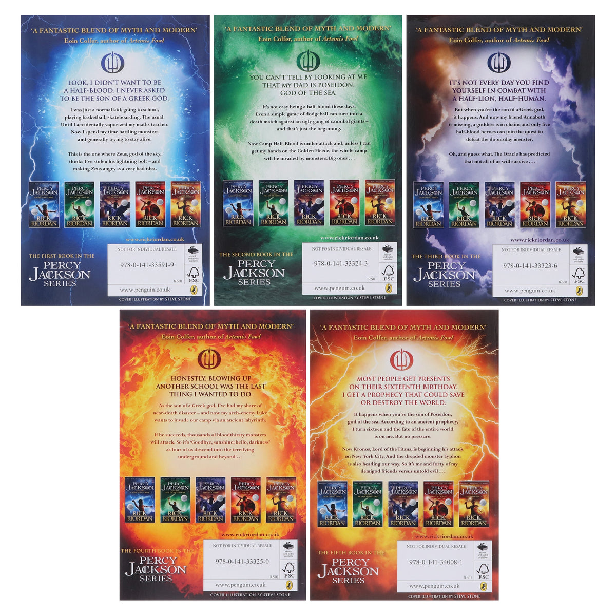 Percy Jackson Series by Rick Riordan 5 Books Collection Box Set - Ages ...