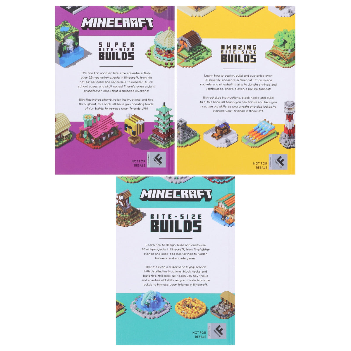 Minecraft Bite-Size Builds by Mojang AB 3 Books Collection Box Set - A ...